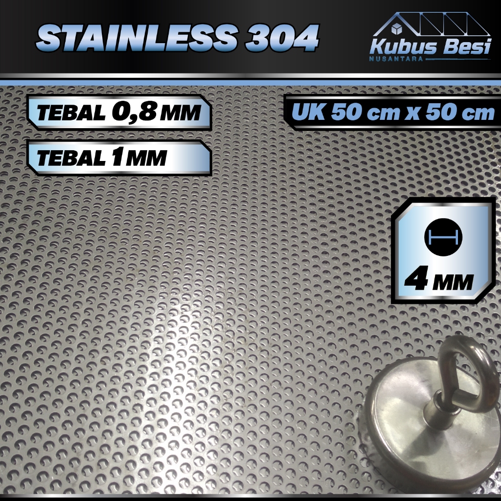 Jual STAINLESS STEEL 304 - 50x50 cm - Plat Lubang Bulat 4 mm - Tebal 0 ...