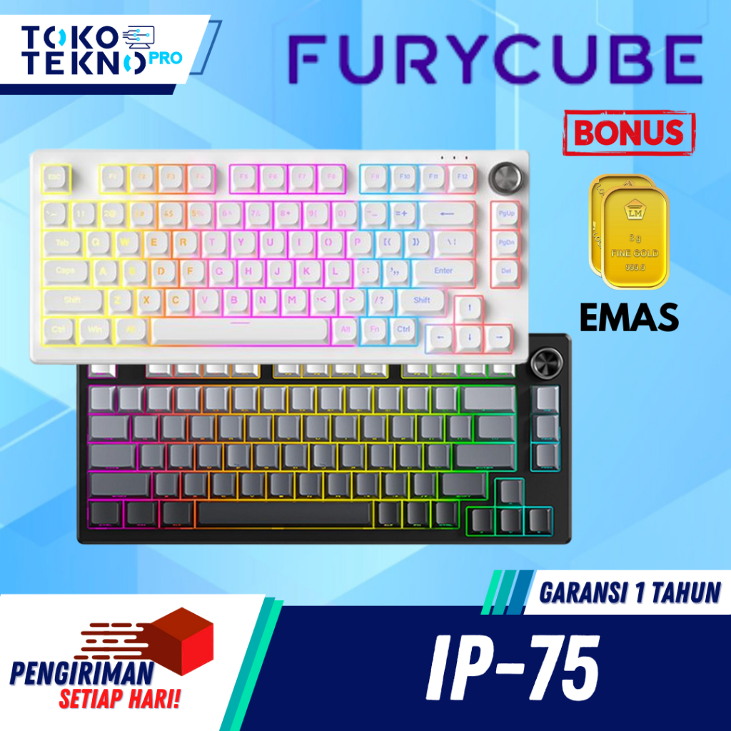 Jual FURYCUBE IP75 / IP-75 Membrane Keyboard 75% Layout Knob RGB ...
