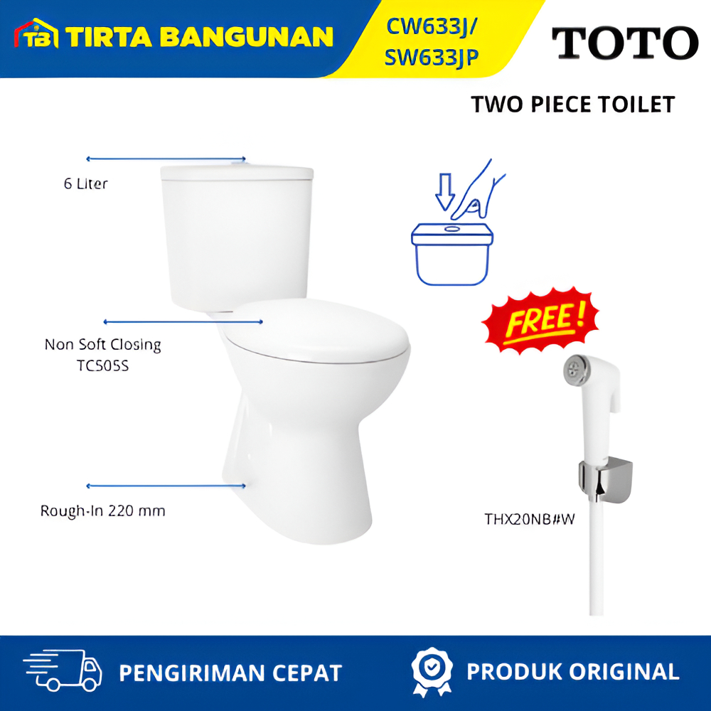 Jual TOTO CW633J SW633JP TC505 CLOSET KLOSET TOILET WC DUDUK WHITE ...