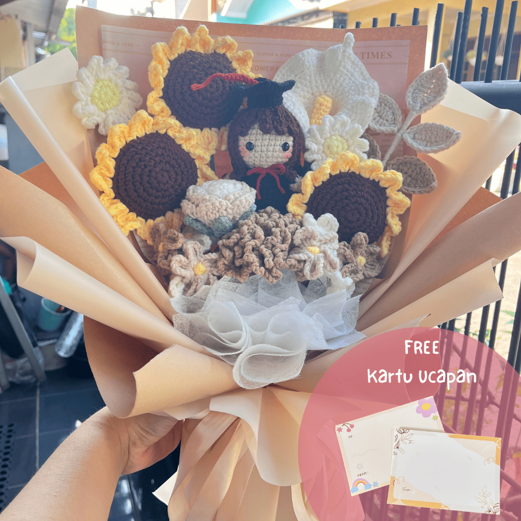 Jual Buket Bunga Rajut Wisuda Ver. 2 | Crochet Flower Bouquet with ...