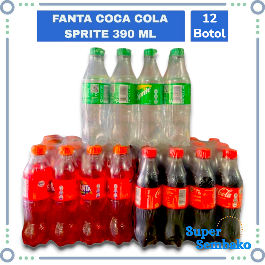 Jual MINUMAN SODA COCA COLA SPRITE FANTA BOTOL 390ml 1 DUS KRAT KARTON ...