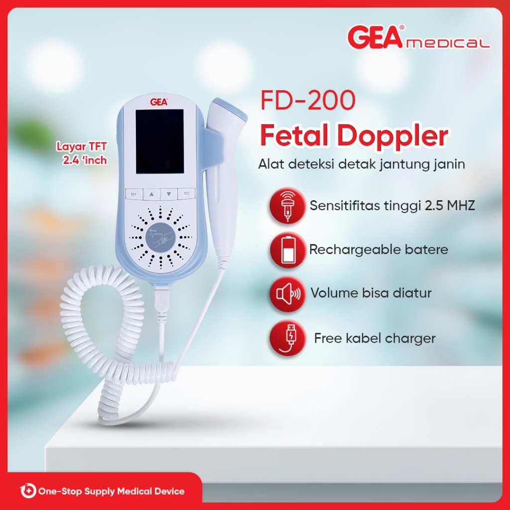 Jual GEA Alat Pendeteksi Detak Jantung Janin / Fetal Doppler FD-200 ...