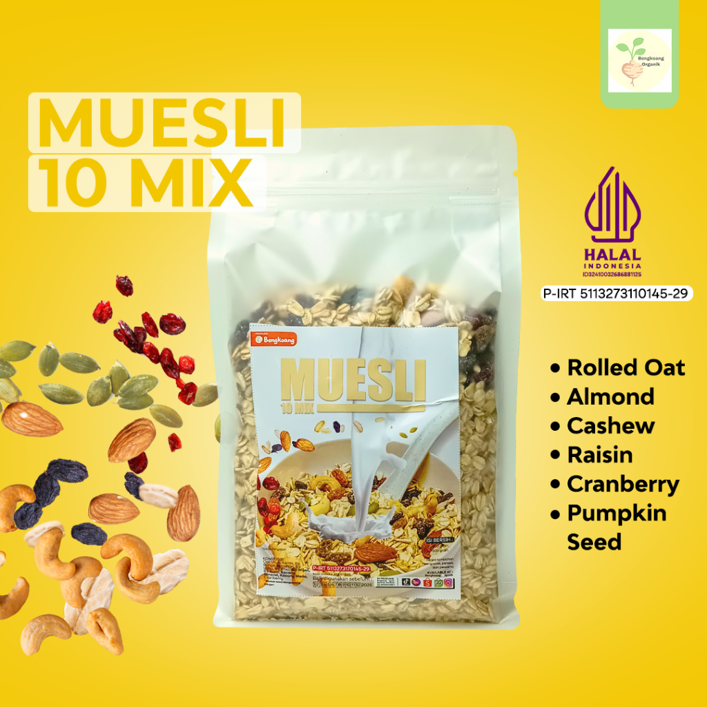 Jual SUPER MUESLI 500GR - 10 MIX Rolled Oat, Almond, Cranberry, Cashew ...