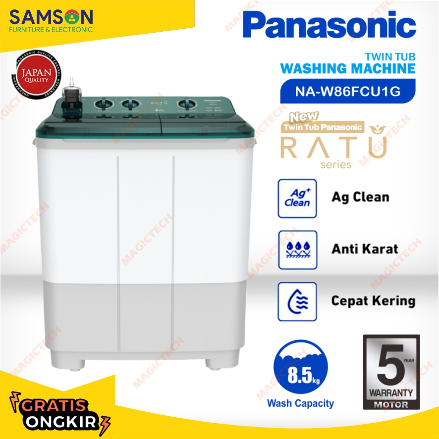 Jual MESIN CUCI PANASONIC 8.5 KG NA-W86FCU1G 2 TABUNG Low Watt - 8 KG ...