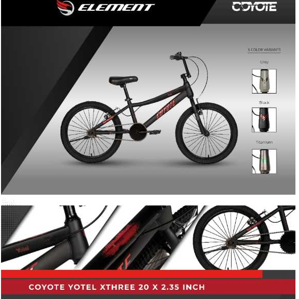 Jual Sepeda Anak Laki BMX COYOTE YOTEL XTHREE X3 BY ELEMENT Ban 2.35 ...