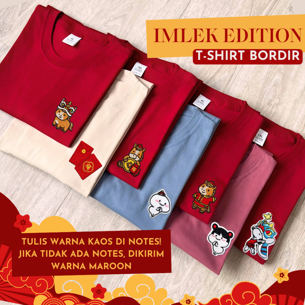 Jual IMLEK 2026 EDITION - Baju Kaos Bordir Tahun Kuda Patch Unisex ...