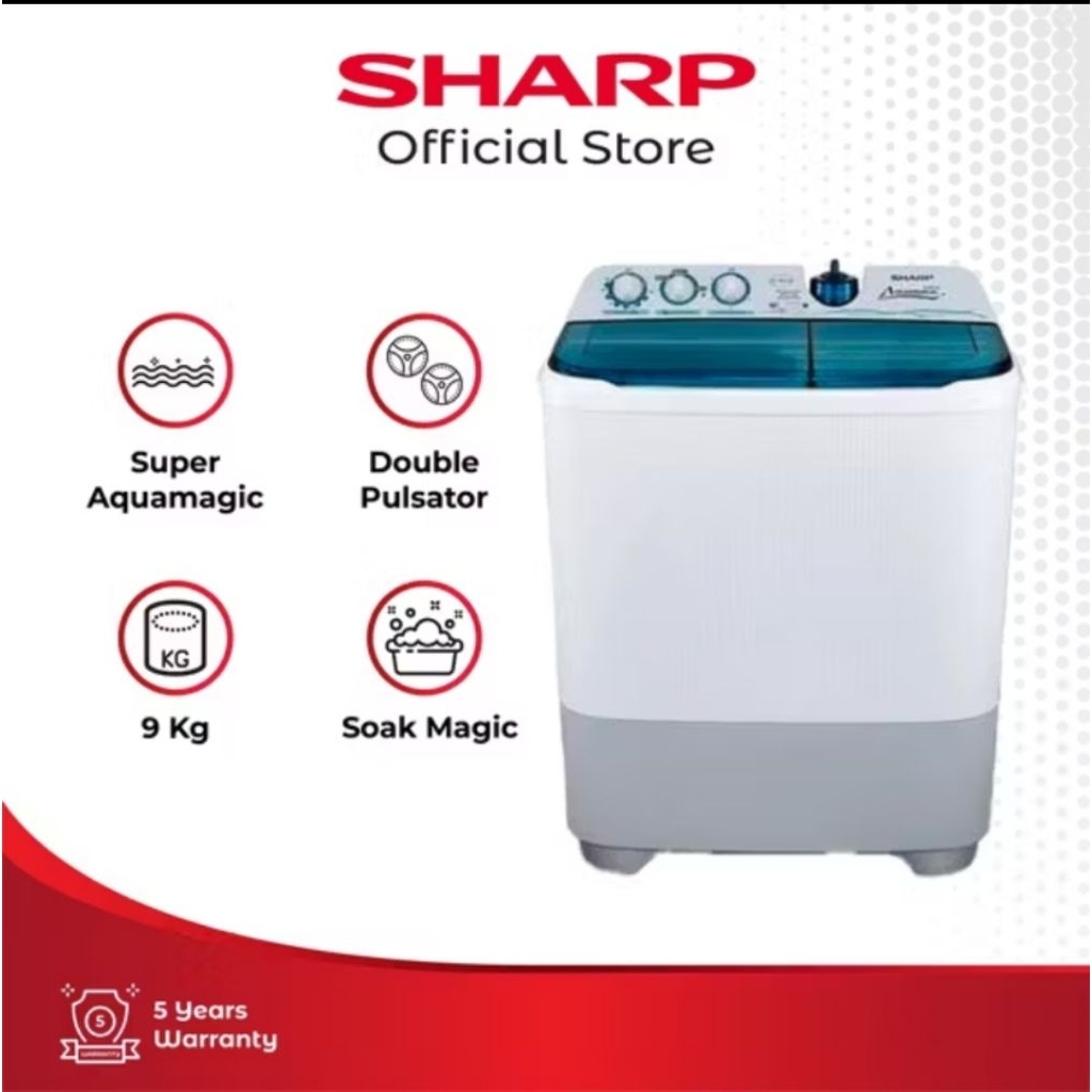 Jual SHARP ES-T95CR-BK TWIN TUB WASHING MACHINE | Shopee Indonesia