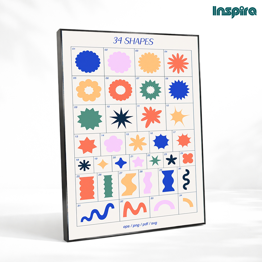 Jual Inspiradekor Pajangan Dinding Studio Poster 34 Shapes Chart ...