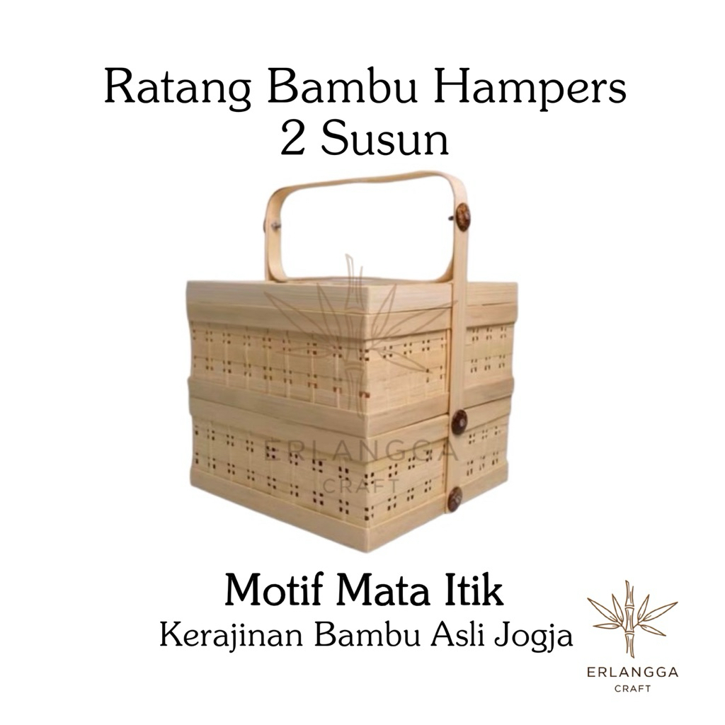 Jual Rantang Box Bambu Hampers Anyaman 2 Susun 30CM | Box Bambu Hampers ...