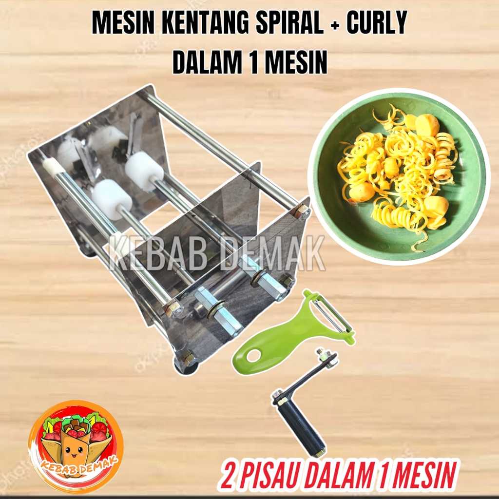 Jual Mesin Kentang Spiral Curly Stainless Steel Mudah Digunakan Kotak ...