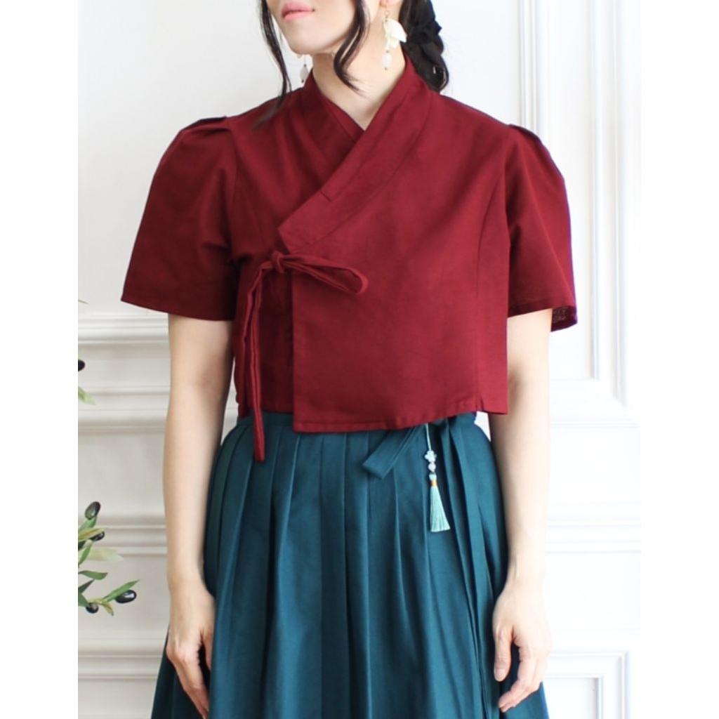 Jual Jiyoung Jeogori Hanbok Top BLACK, WHITE, NUDE, MAROON, GREEN ...