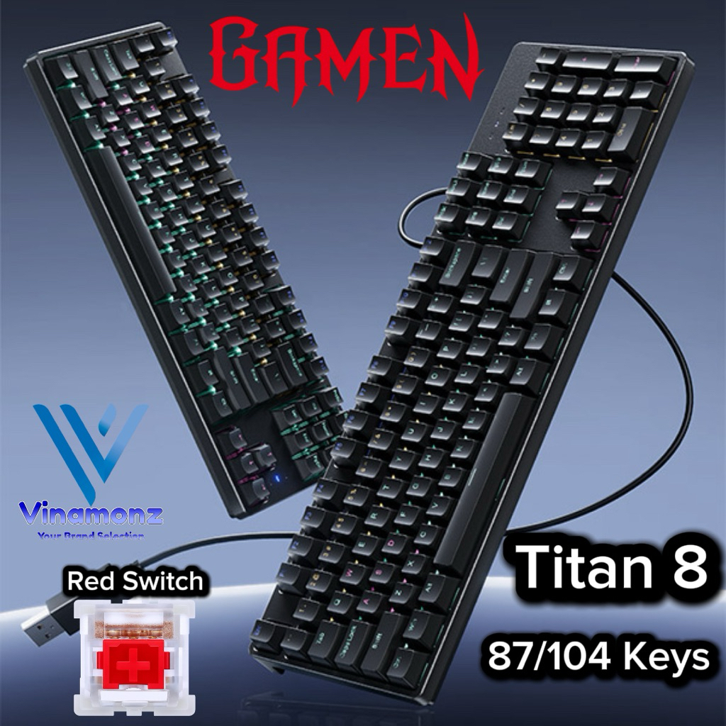 Jual GAMEN TITAN 8 Keyboard Gaming Mechanical – Red Switch – RGB– 87 ...