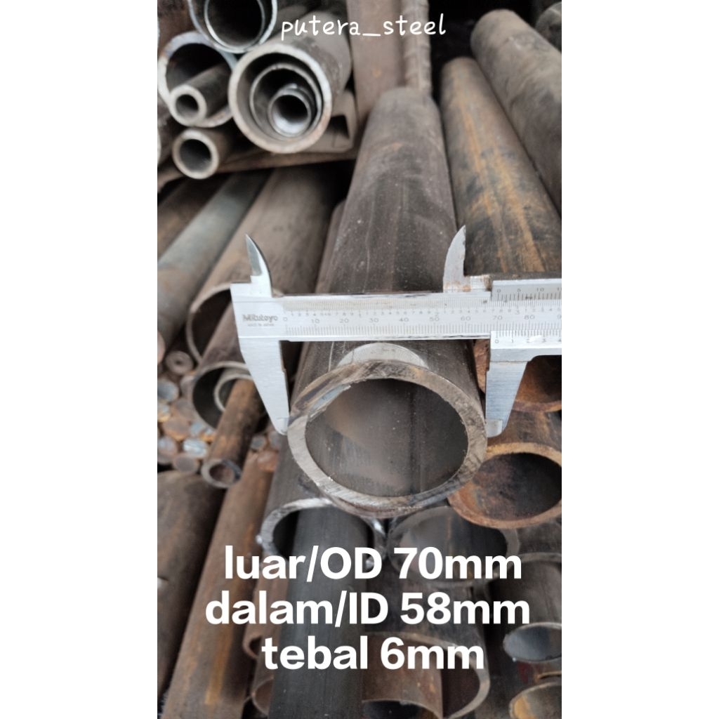 Jual pipa besi seamles luar/OD 70mm dalam/ID 58mm tebal 6mm ukuran 10 ...