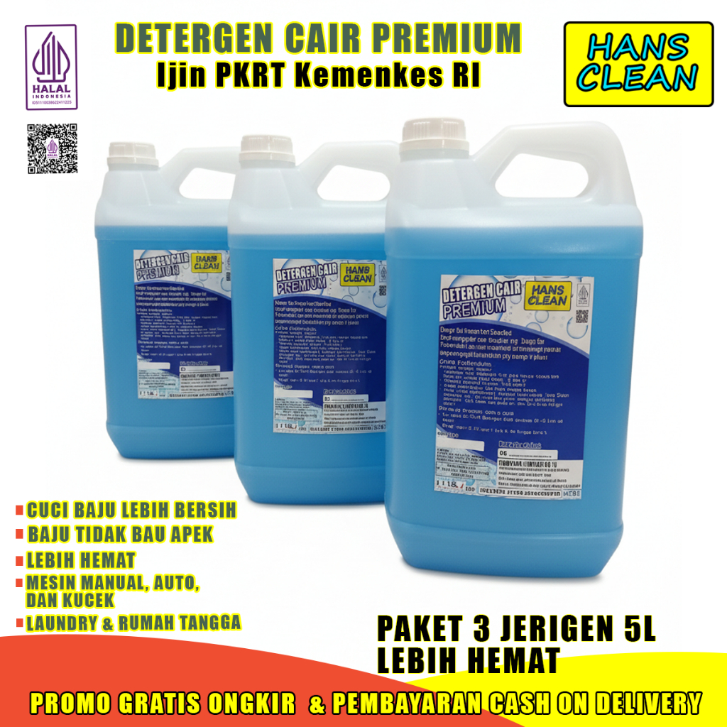 Jual Detergen Cair 5L Paket 3 Jerigen | Detergen Laundry | Deterjen ...