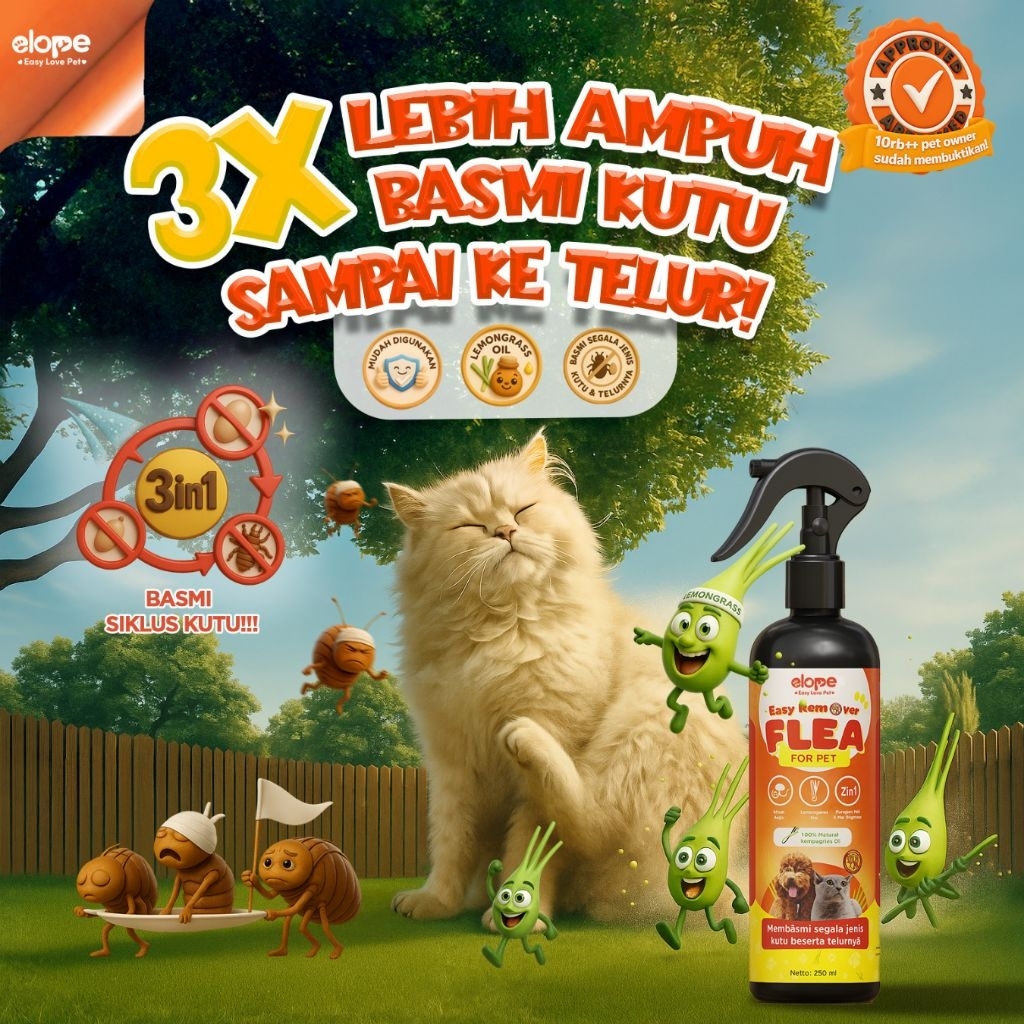 Jual ELOPE Obat Anti Kutu Pembasmi Spray Anti telur Kutu Kucing Anjing ...