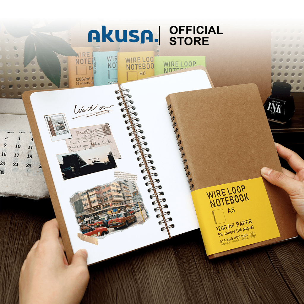 Jual AKUSA Spiral Book A5 58 Lembar Wire Loop Kertas Kraft Note Book ...