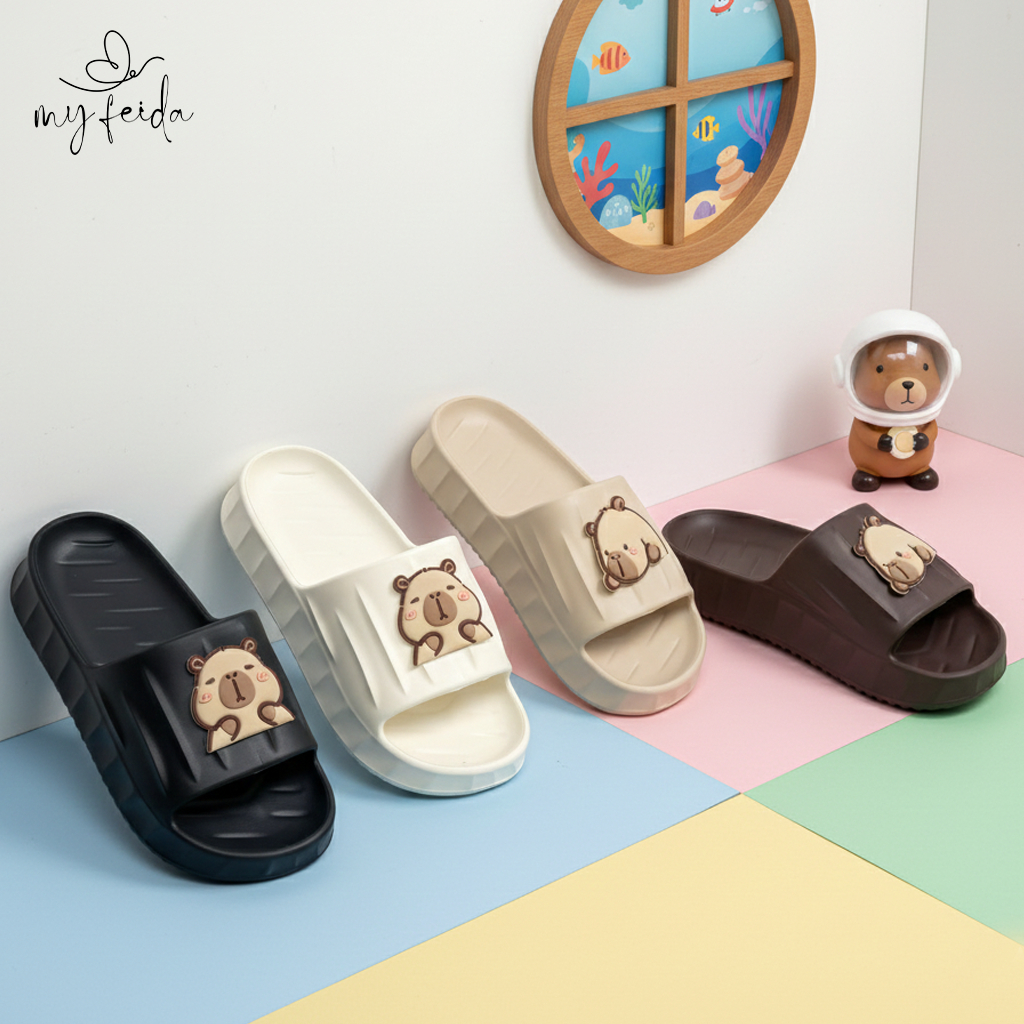 Jual FEDOR B-037-2 SANDAL RUMAH WANITA CAPYBARA LUCU&GEMAS ANTI SLIP ...