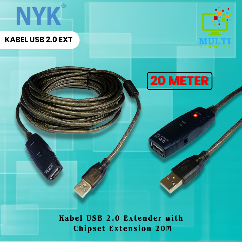 Jual Kabel USB Extension Cable 2.0 Chip 20 Meter | Shopee Indonesia