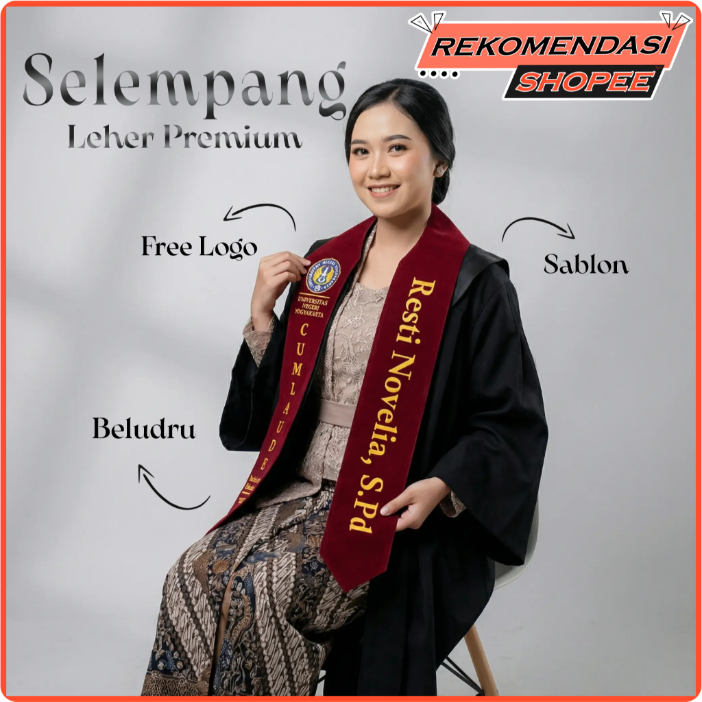 Jual Selempang Wisuda Custom Nama Selempang Leher Graduation Bahan ...