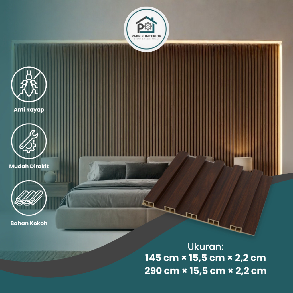 Jual Wallpanel PVC Dekorasi Dinding Kayu Tebal 8mm Wood WPC Wall Panel ...