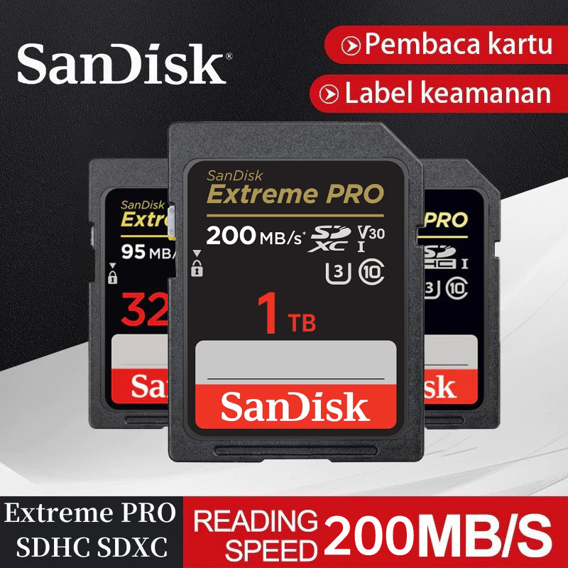 Jual Sandisk Extreme Pro SDxc UHS i Card 32GB,64GB,128GB,256GB 200MBS ...