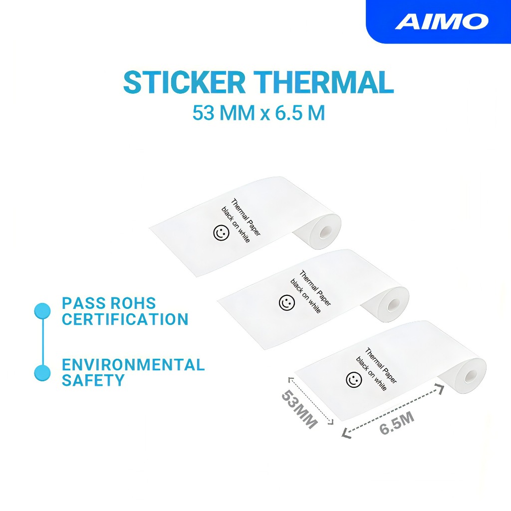 Jual AIMO Thermal Paper 53 mm x 6.5 m Sticker/Non-Sticker Roll Paper ...
