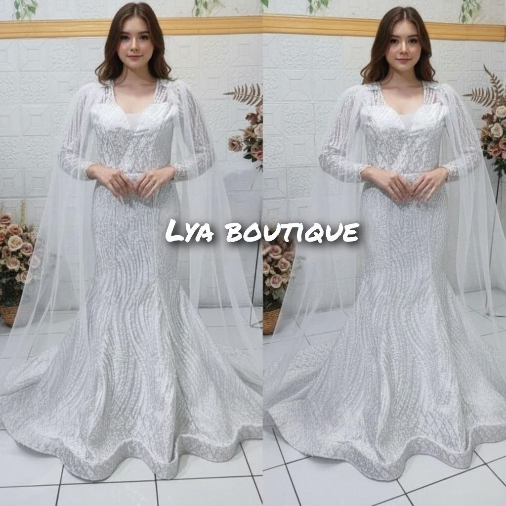 Jual GAUN PENGANTIN SLIM TULE SQUIN MODERN | Shopee Indonesia