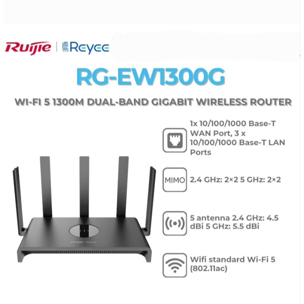 Jual RUIJIE REYEE RG-EW1300G WI-FI 5 DUAL-BAND GIGABIT MESH ROUTER ...