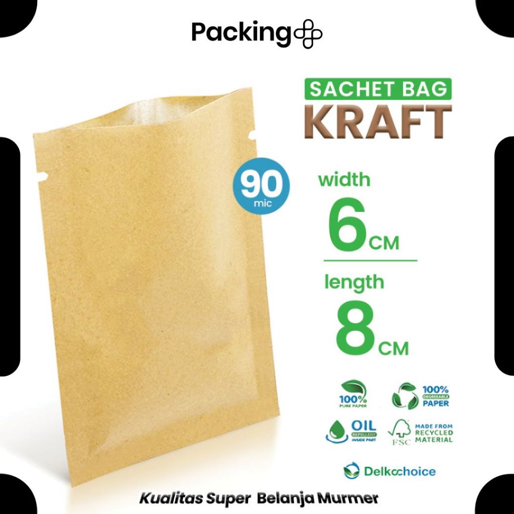 Jual Kemasan Plastik Sachet Saset 6cm x 8cm Kraft Paper Coklat ...