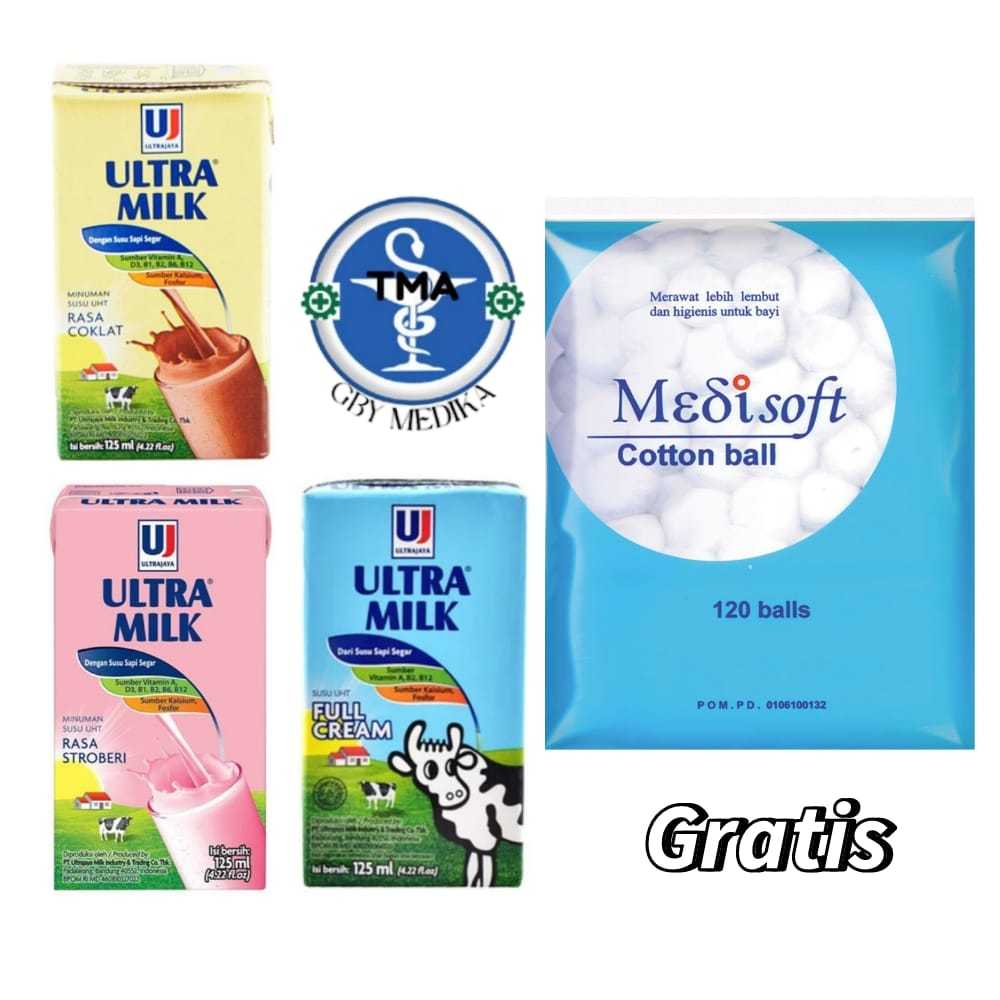 Jual Free Medisoft.Susu Ultra Jaya Full Cream Coklat Strawberry 125ml ...