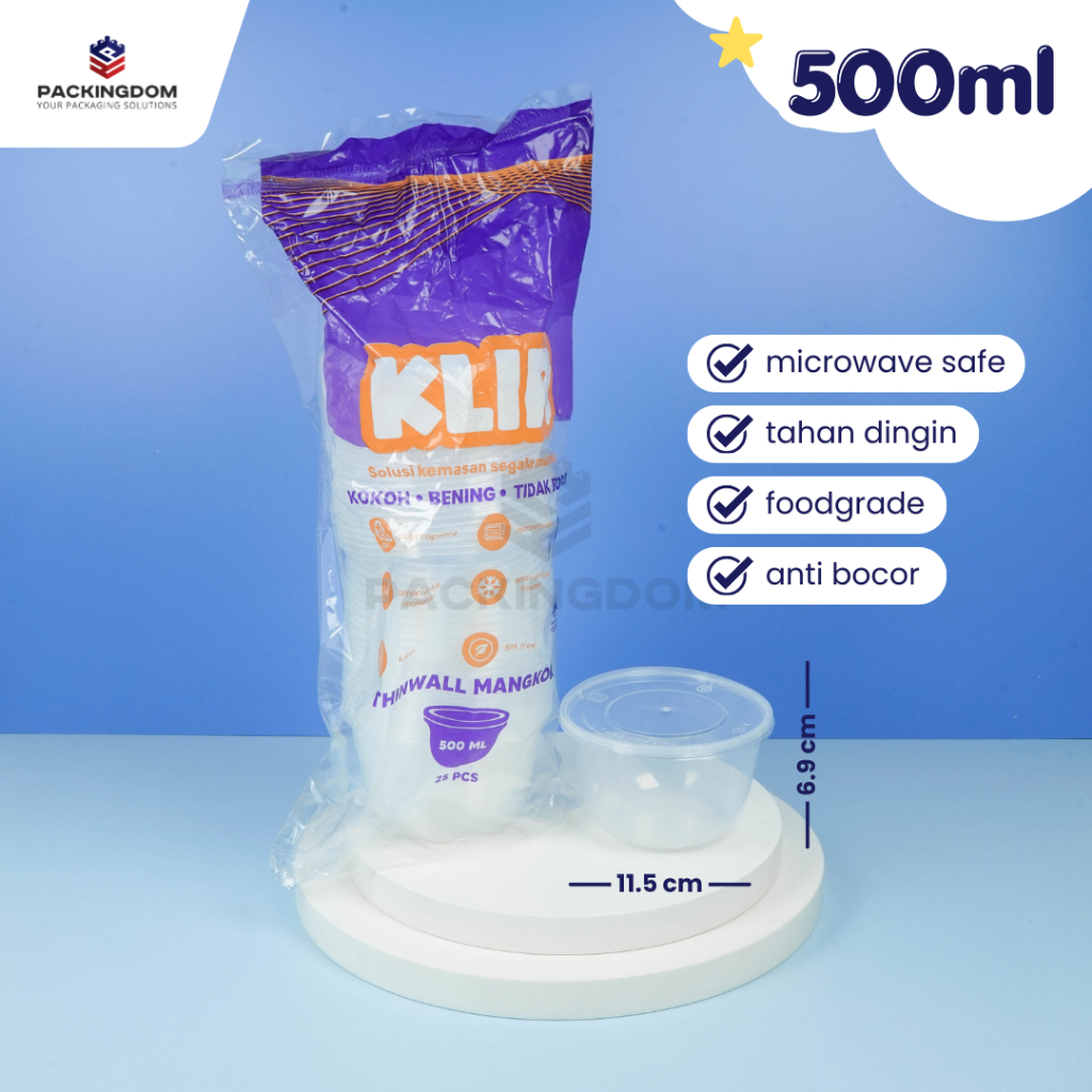 Jual ( ECER 10 pcs / 25 pcs ) Thinwall KLIR Bowl 500 ml - Round ...