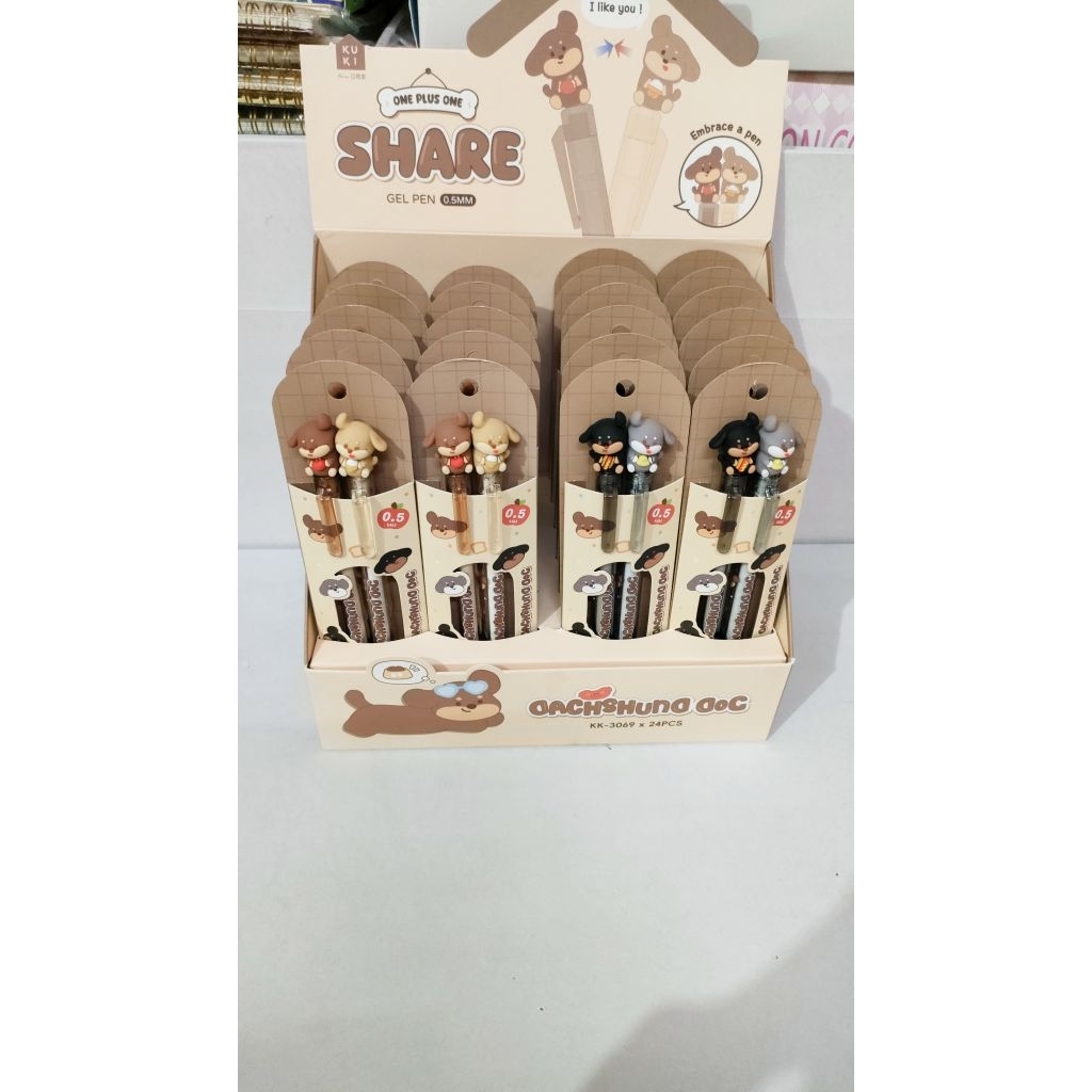 Jual pulpen gel kuki gambar guguk isi 2 Sharing pen | Shopee Indonesia