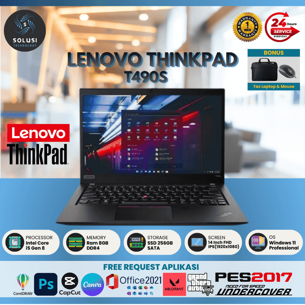 Jual Lenovo Thinkpad T490S I5 Ram 8GB 512GB SSD FHD | Shopee Indonesia
