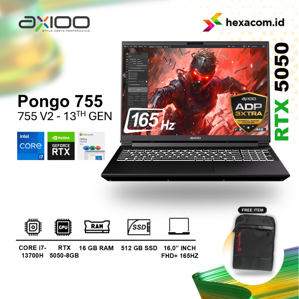 Jual AXIOO Pongo 755 v2 i7 13700H / RTX 5050 16GB 512GB SSD 16 inch ...