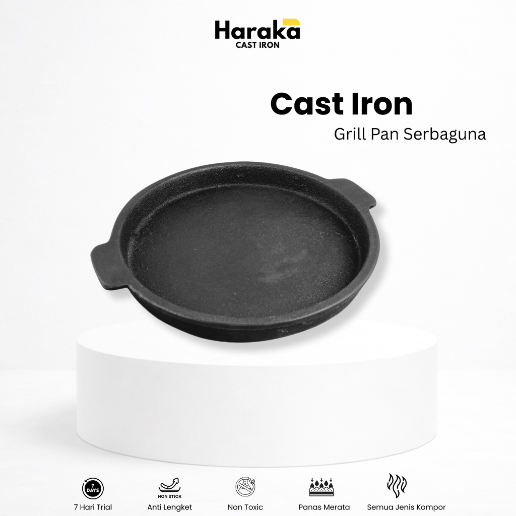 Jual Haraka Cast Iron Pan Grill & Panggang Serbaguna (Bulat Polos ...