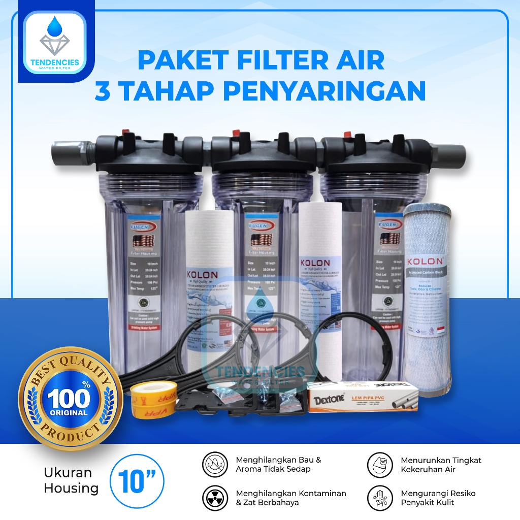 Jual PAKET FILTER AIR SUMUR & PDAM 3 TAHAP PENYARINGAN 10 INCH ...