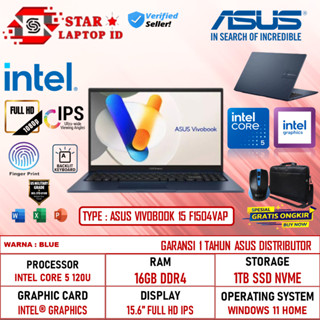 Jual Laptop Asus Vivobook 15 F1504VAP 15 INTEL CORE 5 120U RAM 16GB 1TB ...