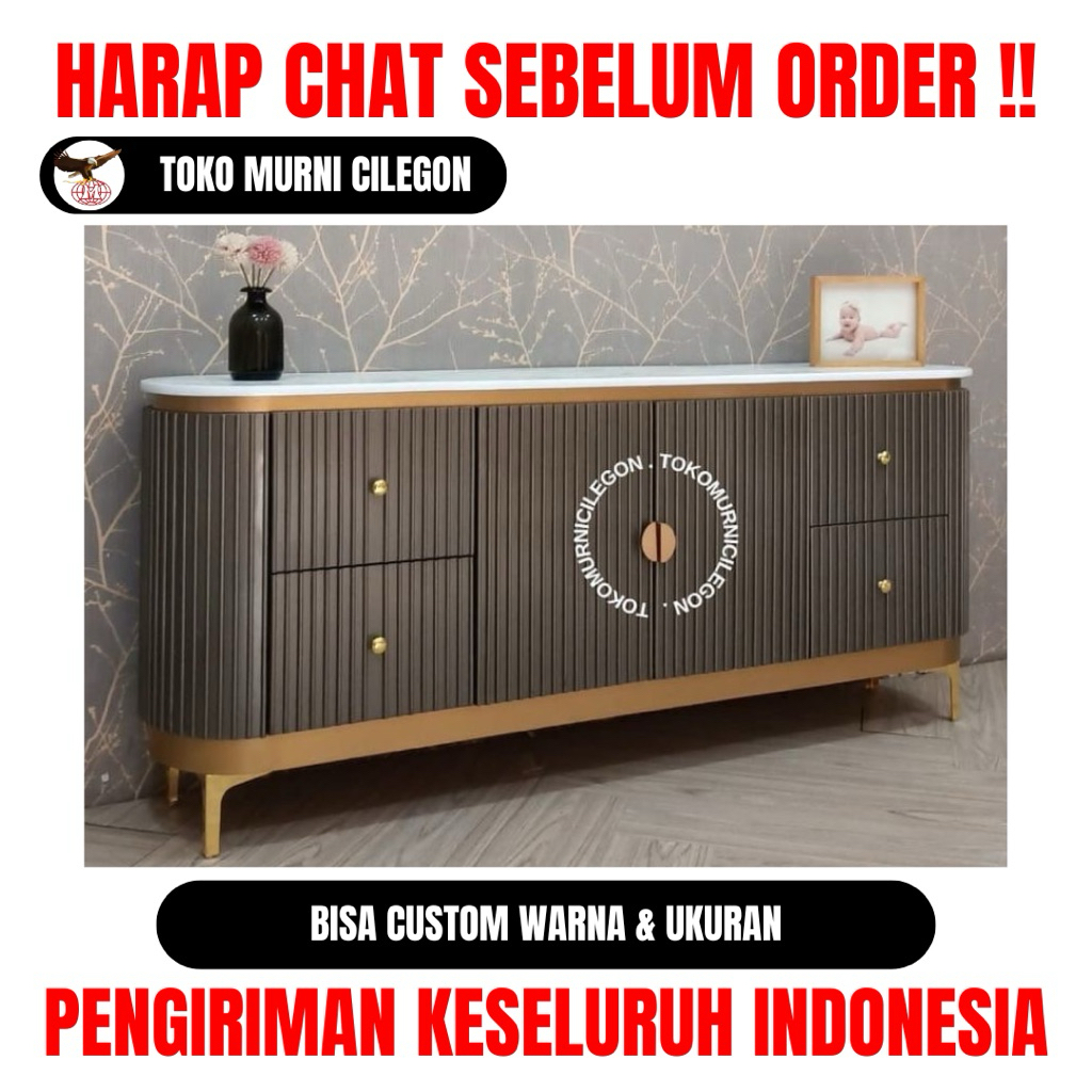 Jual Bufet Pendek / Meja TV Neytiri Kaki Besi Gold (free ongkir cilegon ...