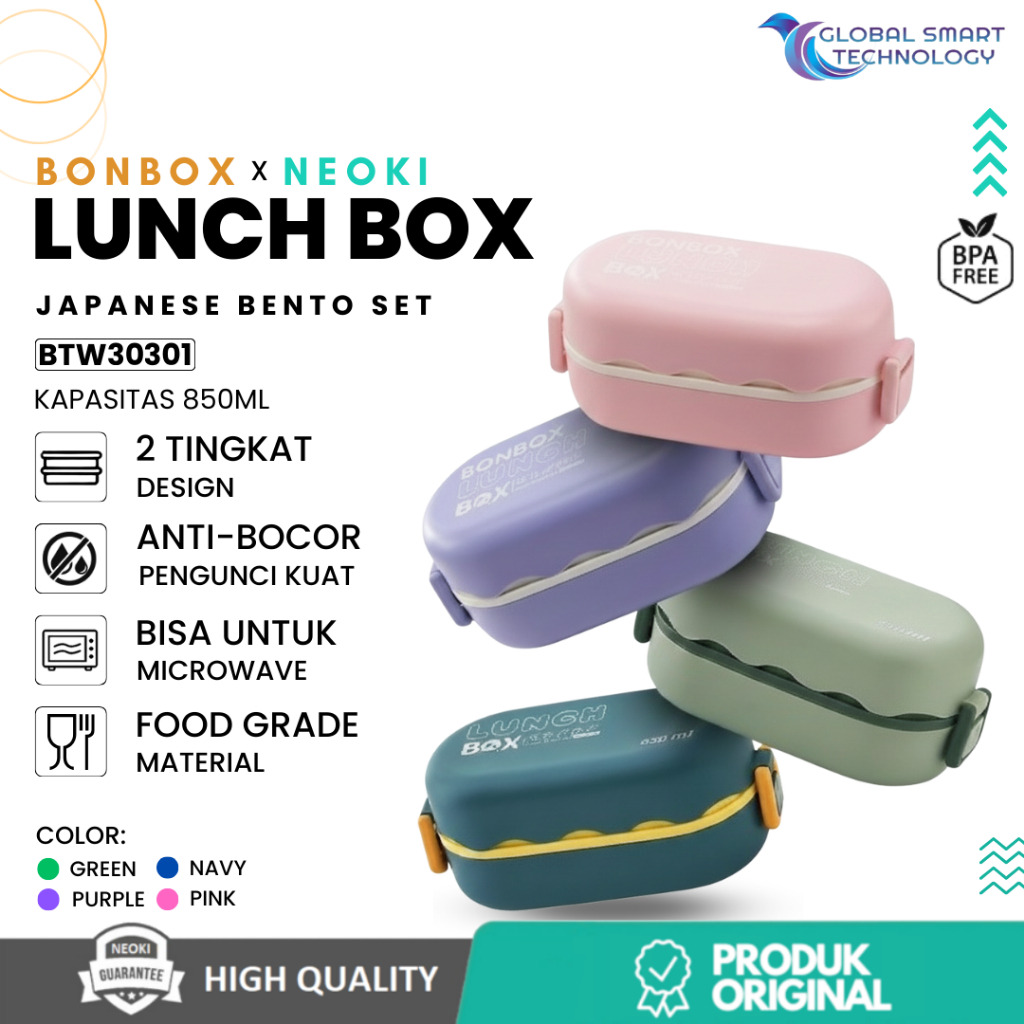 Jual NEOKI x BONBOX BTW30301 Lunch Box Set 850ML Kotak Bekal Makan 2 ...