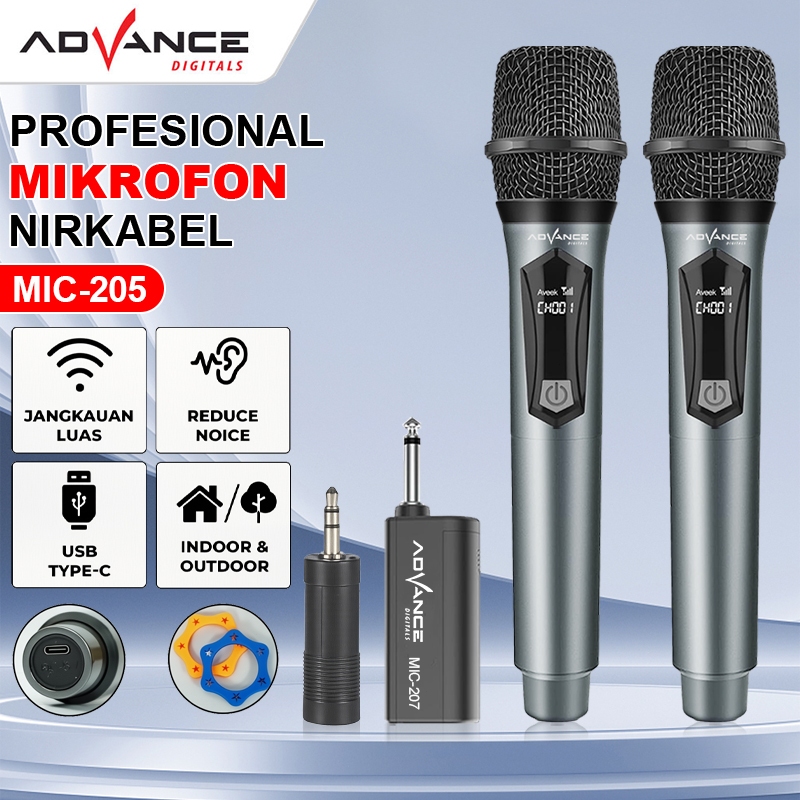 Jual Advance NEW Mic206/Mic-207/Mic208/Mic209 Dual Microphone Wireless ...