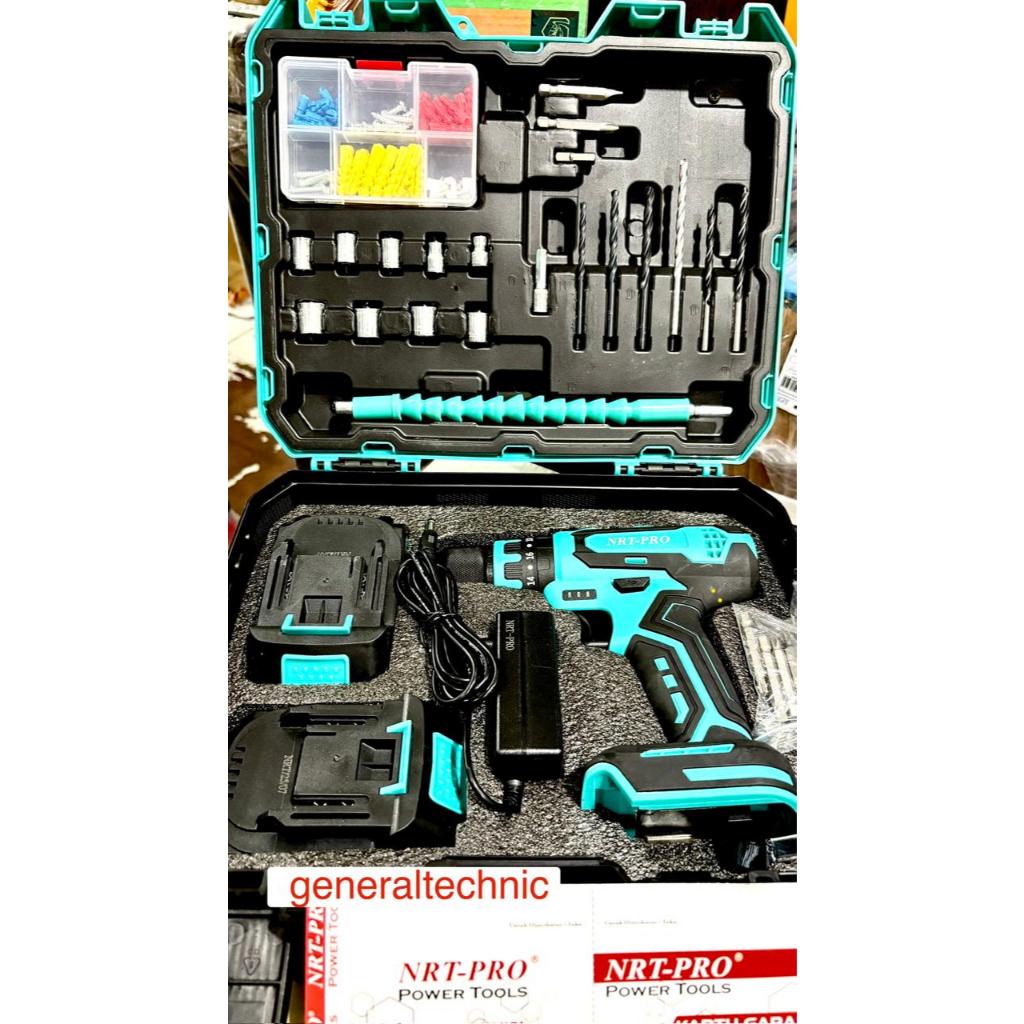 Jual Bor Cas NRT-PRO DC 340 Set Cordless Impact Drill DC340 NRT-Pro New ...