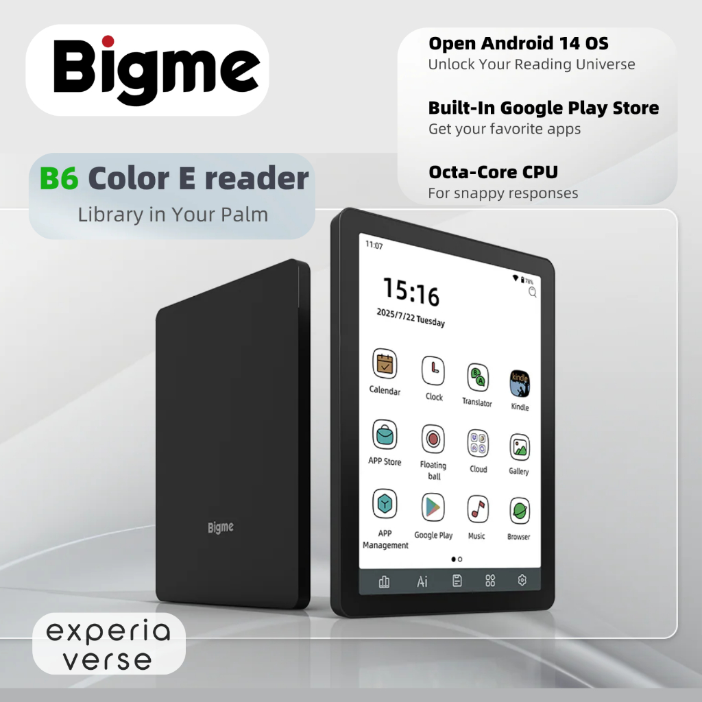 Jual Bigme B6 Color E-ink Ebook Reader 6-inch OS Android 14 Octa Core ...