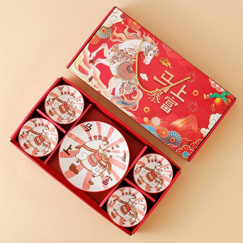 Jual Hampers Imlek 2026 set piring kuda Keramik Edisi CNY kuda ...