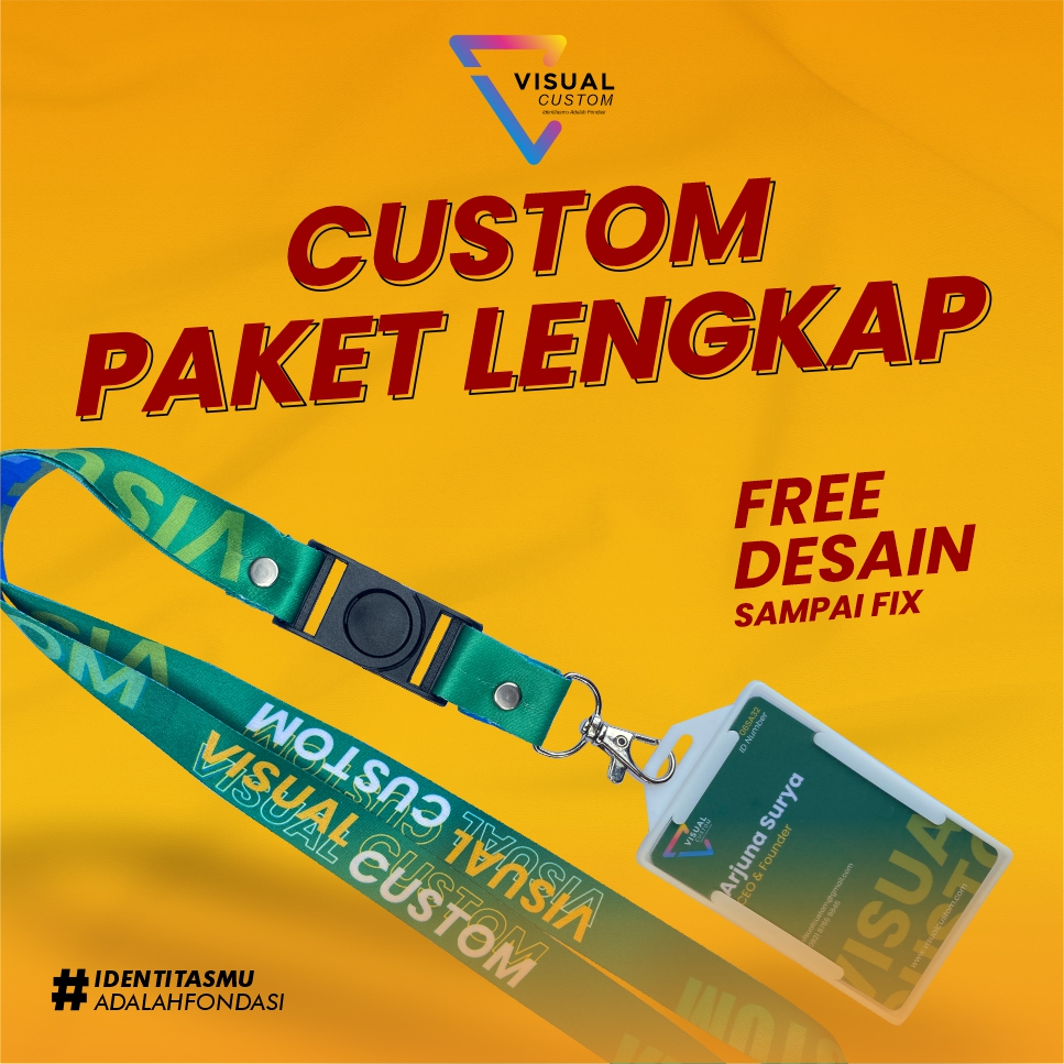 Jual PAKET LENGKAP 2 CM DUA SISI + ID CARD PVC + FRAME / CETAK LANYARD ...