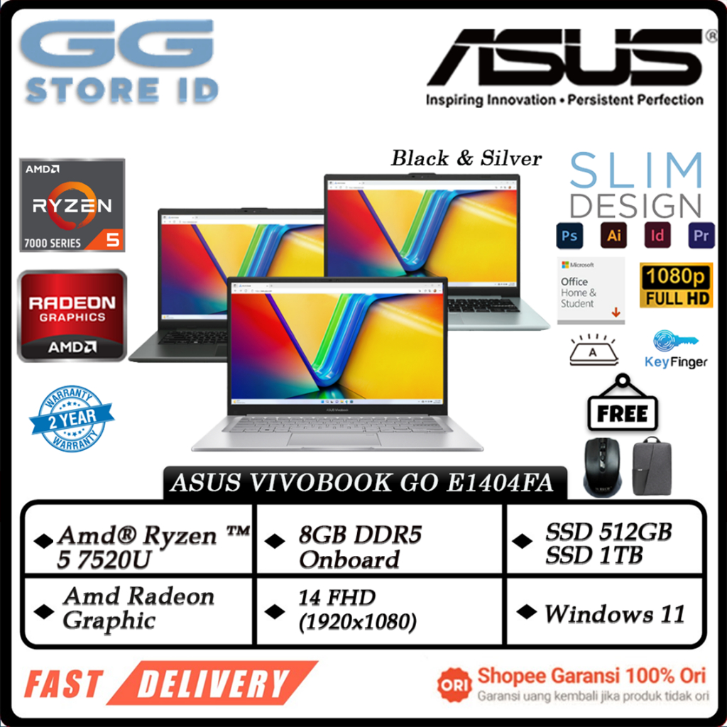 Jual ASUS VIVOBOOK GO 14 E1404FA Ryzen 5 7520U RAM 16GB DDR5 1TB SSD ...