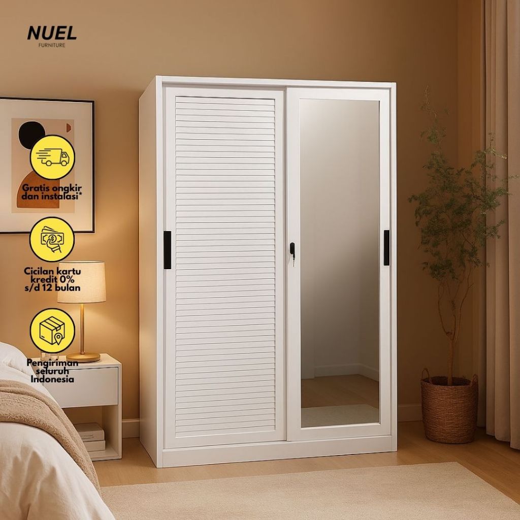 Jual NUEL Lemari Pakaian Sliding Kaca/ Wardrobe Baju Pintu Besi Geser ...