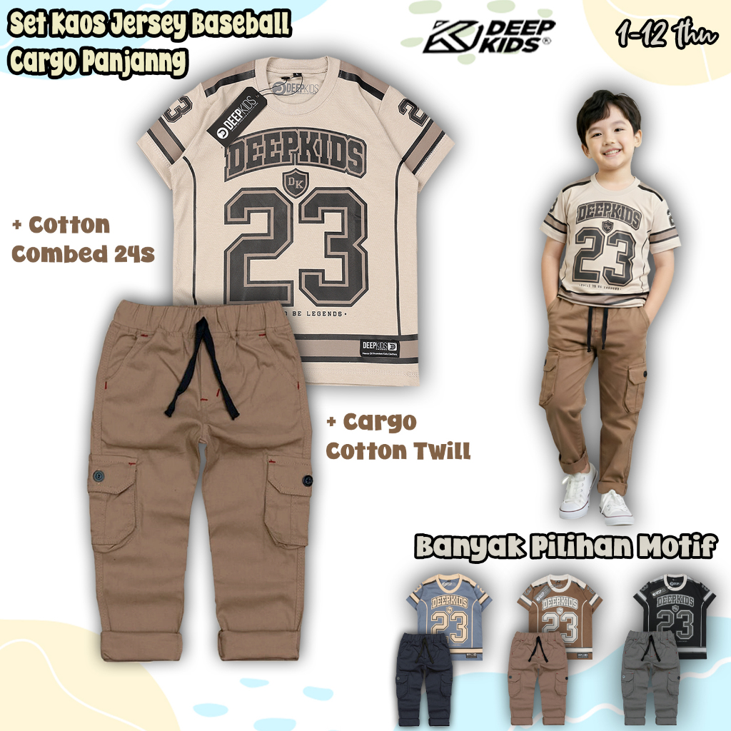 Jual DEEPKIDS Setelan Anak Laki Laki Kaos Jersey & Celana Cargo Panjang ...