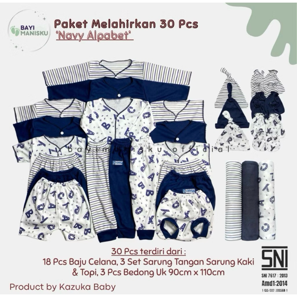 Jual 30 Pcs Paket Lahiran Lengkap Baju Bayi Topiset Dan Bedong Bayi ...