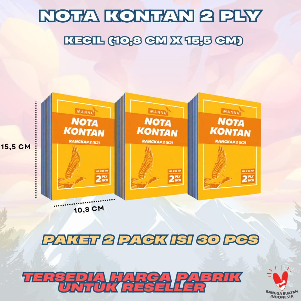 Jual Manna Nota Kontan HVS 2 ply Kecil A6 3 Pack Isi 30 pcs (Kertas ...