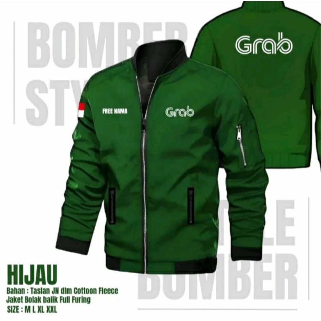Jual JAKET KANTONG DALAM GRAB / GRAB FOOD FREE NAMA BAHAN TASLAN READY ...